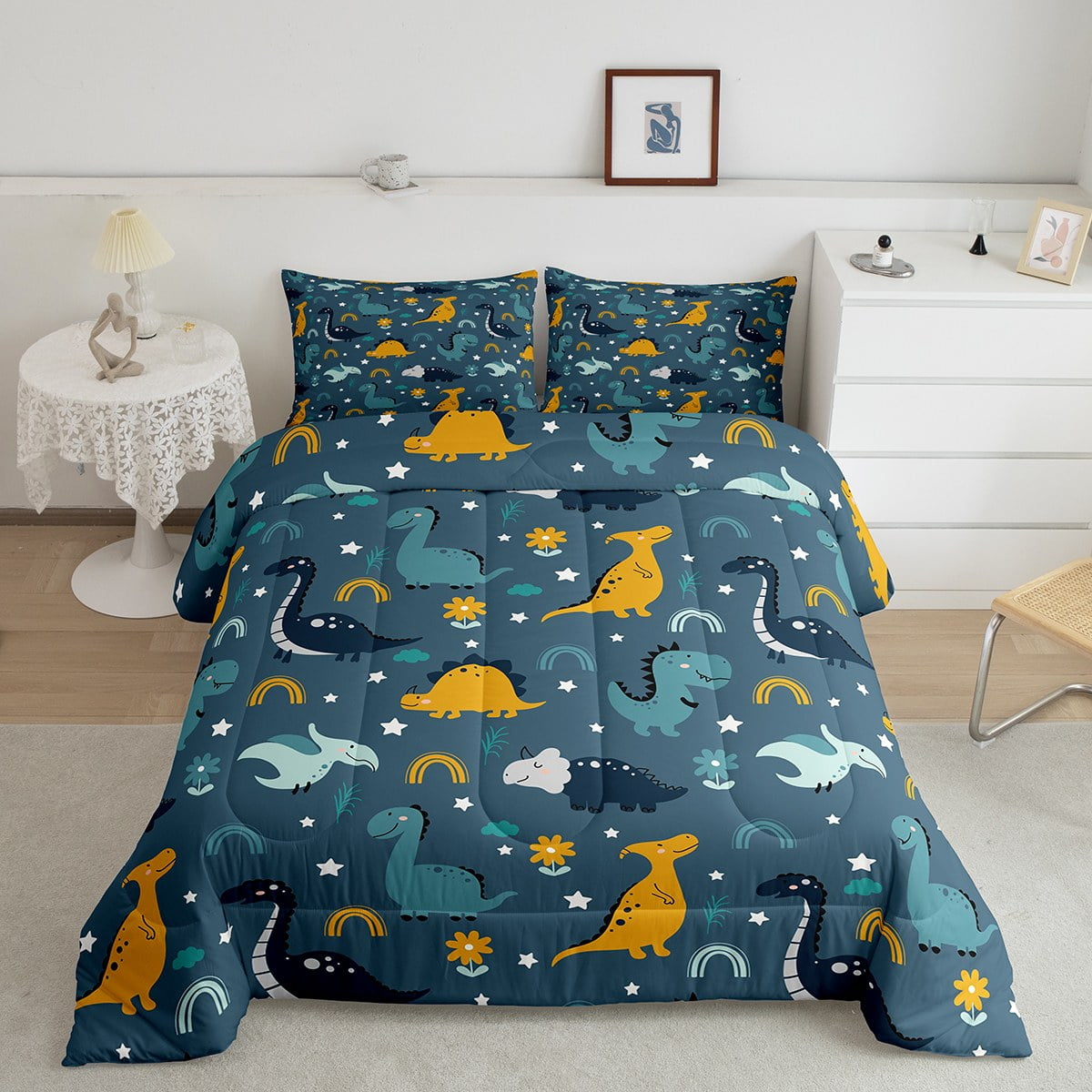 Cute Dinosaur Comforter Set Full for Kids Toddlers Cartoon Animal ...