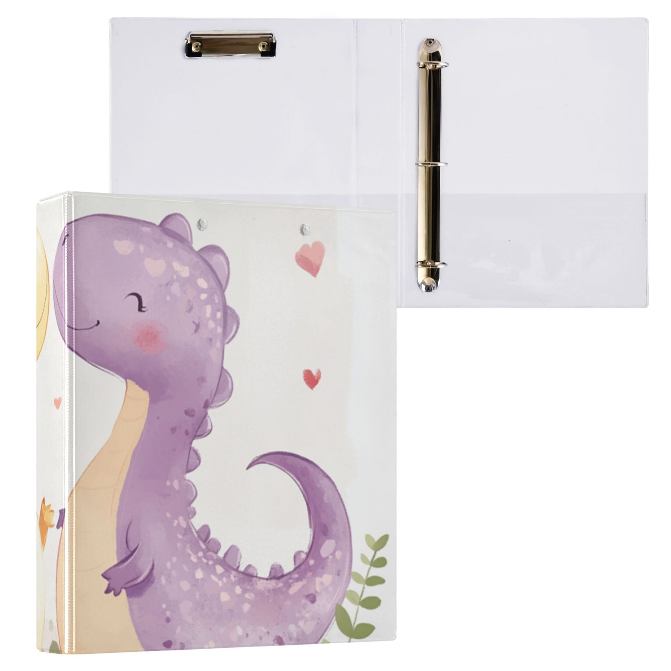 Cute Dinosaur Couple Valentine Hearts Round Ring Binder 3 Rings 1.5 ...