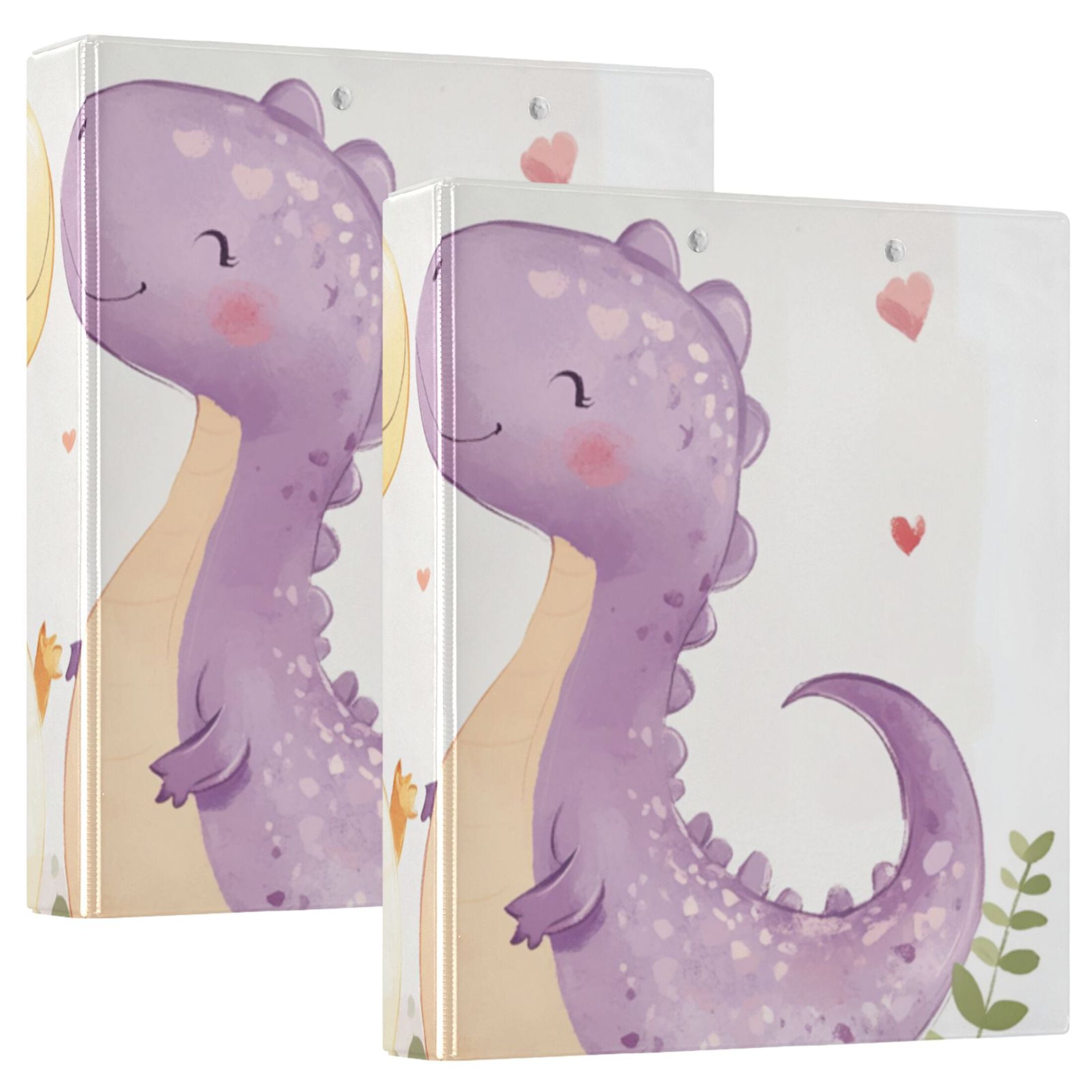 Cute Dinosaur Couple Valentine Hearts Round Ring Binder 3 Rings 1.5 ...