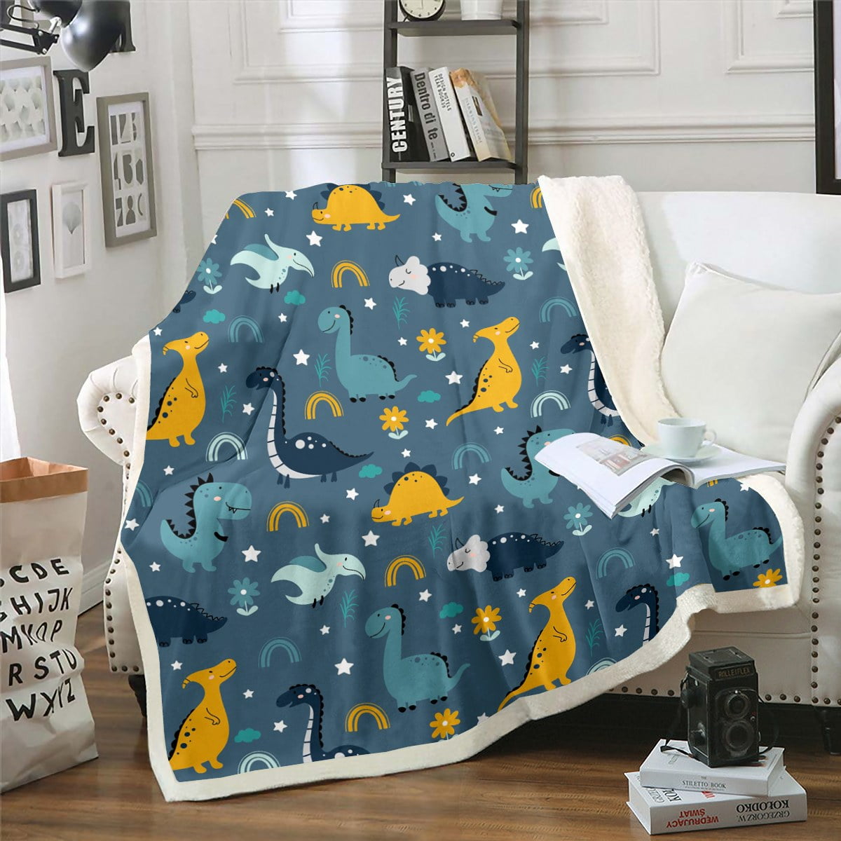 Cute Dinosaur Fleece Blanket for Kids Toddlers Cartoon Animal Blanket ...