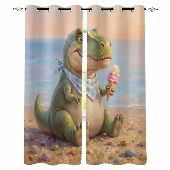 Cute Dinosaur Ice Cream Blackout Curtains for Bedroom/Living Room ...