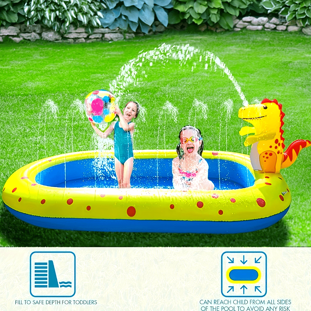 [Cute Dinosaur|Kiddie Pool] 3-in-1 Inflatable Sprinkler Pool for Kids ...