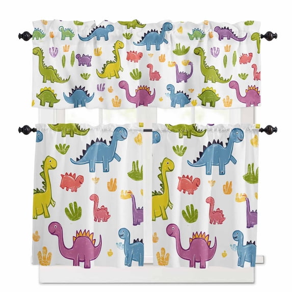 Cute Dinosaur Kitchen Curtains Valances and Tiers Simple Tier Curtains ...