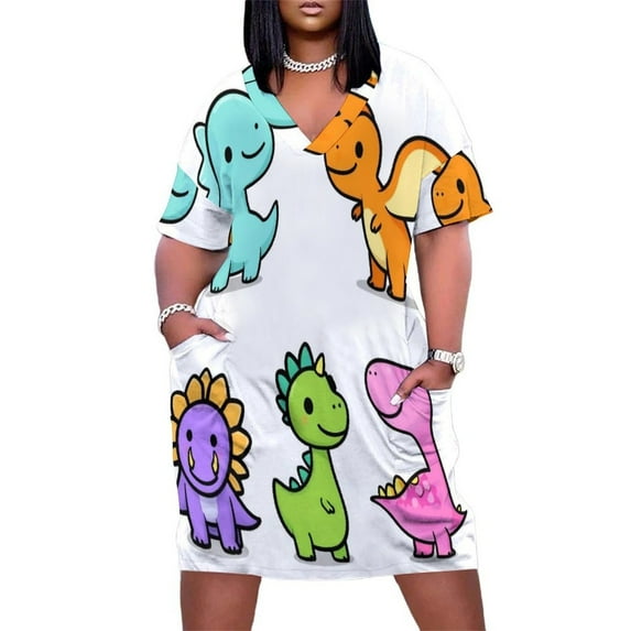 Cute Dinosaur Loose Pocket Dress Dresses Summer Summer Dresses for ...