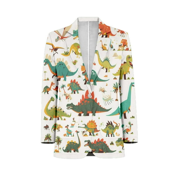 Cute Dinosaur Mens Suits Shawl Collar Slim Fit Suit Mens Groom Jacket ...