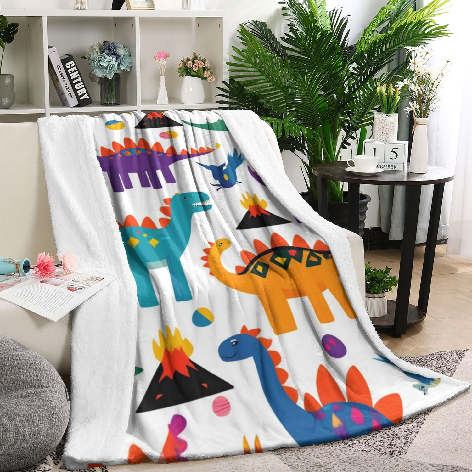 Cute Dinosaur Pattern Blanket,Comfortable Soft Flannel Throw Blanket ...