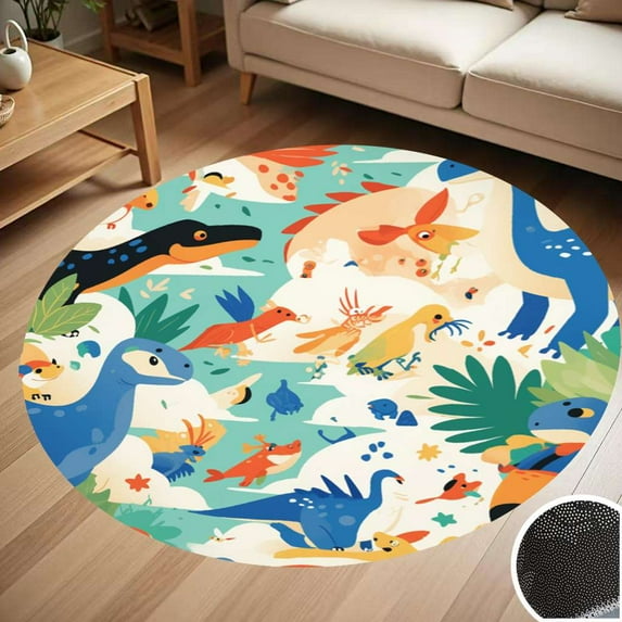 Cute Dinosaur Round Carpet Living Room Bedroom Home Decoration Coffee ...