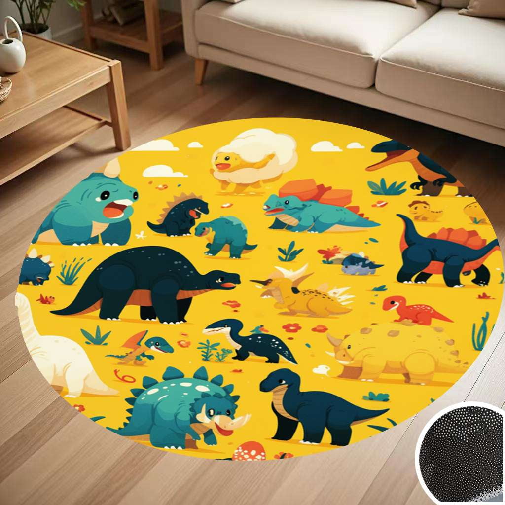 Cute Dinosaur Round Carpet Living Room Bedroom Home Decoration Coffee ...