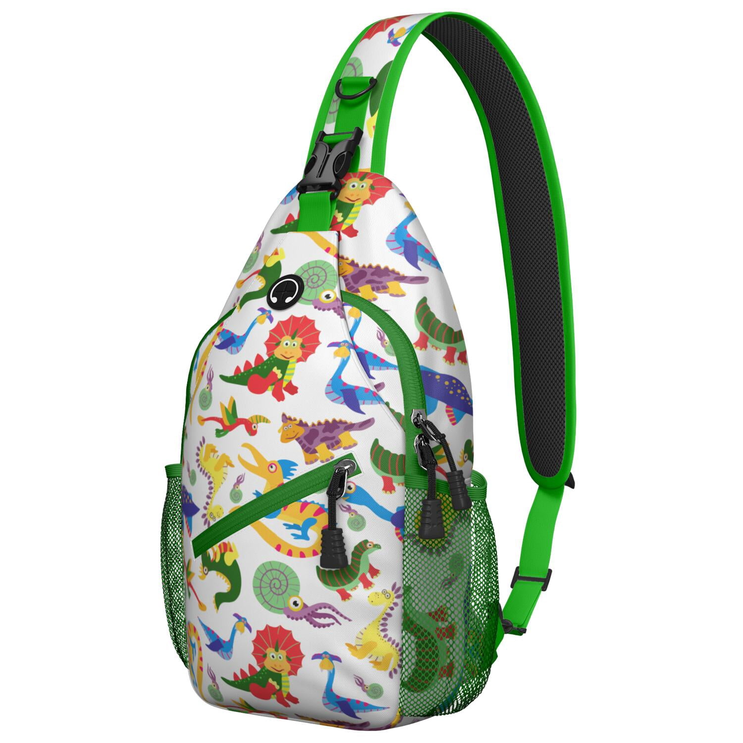 Cute Dinosaur Sling Backpack - Cartoon Crossbody Bag with 5 Pockets ...