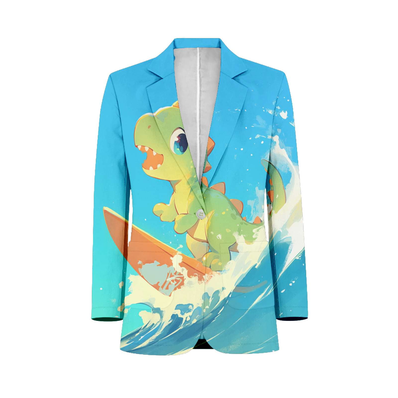 Cute Dinosaur Surfing Men Blazers Slim Clothing Summer Jacket Man ...