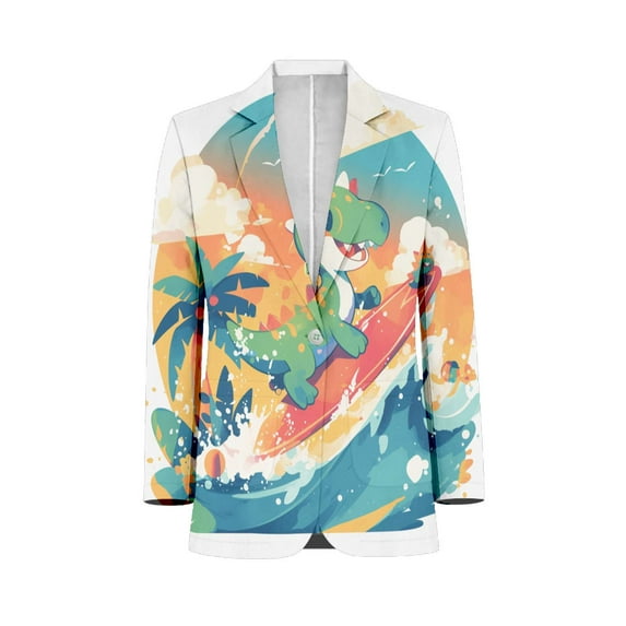 Cute Dinosaur Surfing Men's Suit Blazer Casual Party Wear Slim Fit Suit ...