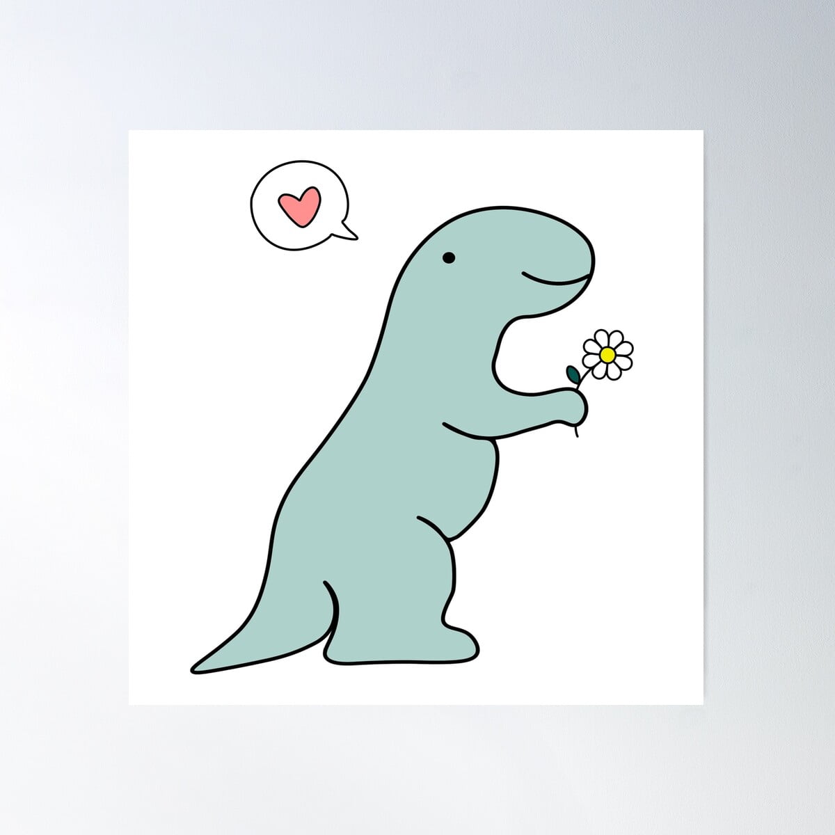 Cute Dinosaur T-Rex Love Valentine Poster Wall Art, Modern Wall Decor ...