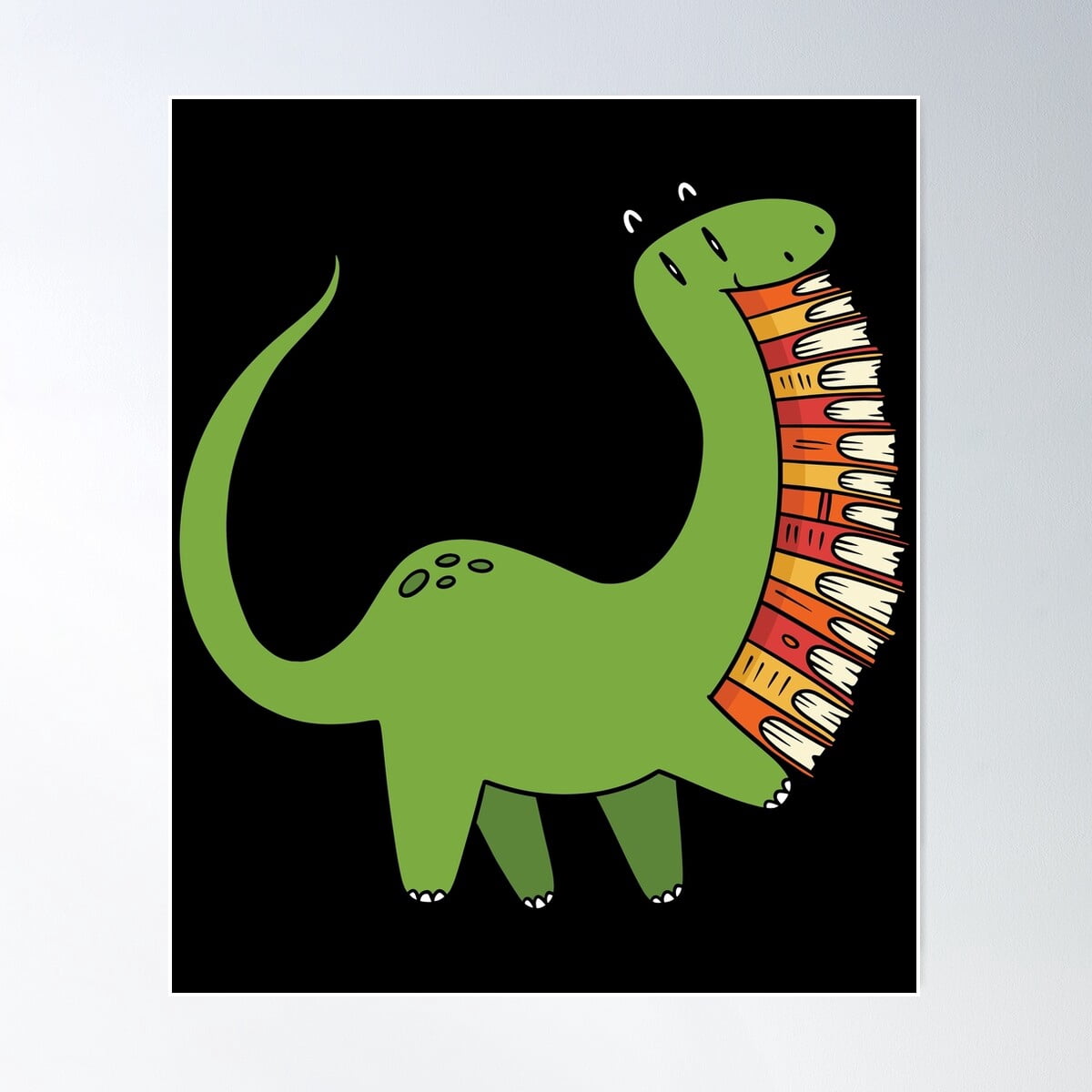 Cute Dinosaur With Books Poster Wall Art, Modern Wall Decor For Living ...