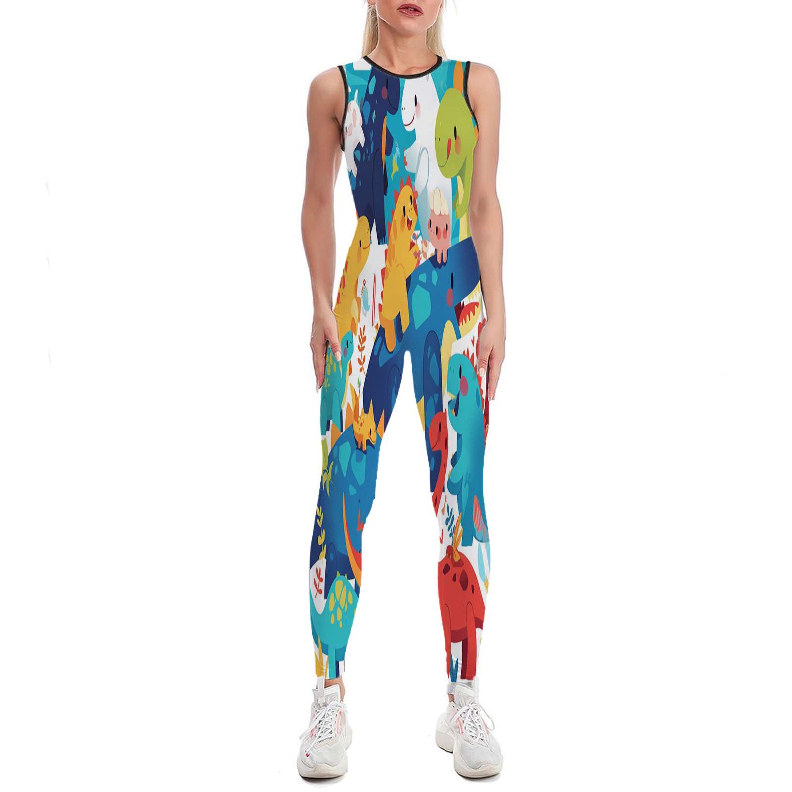 Cute Dinosaur Women's One Piece Yoga Jumpsuits Leggings Playsuit Gym ...