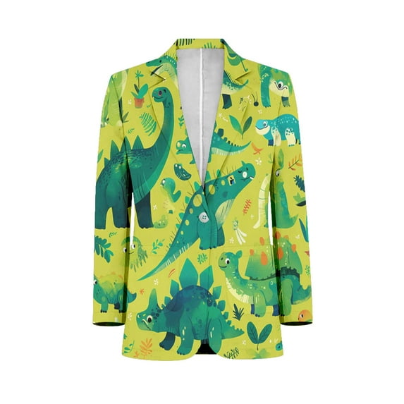 Cute Dinosaurs Green Customized Men's Suits full man Shawl Collar ...
