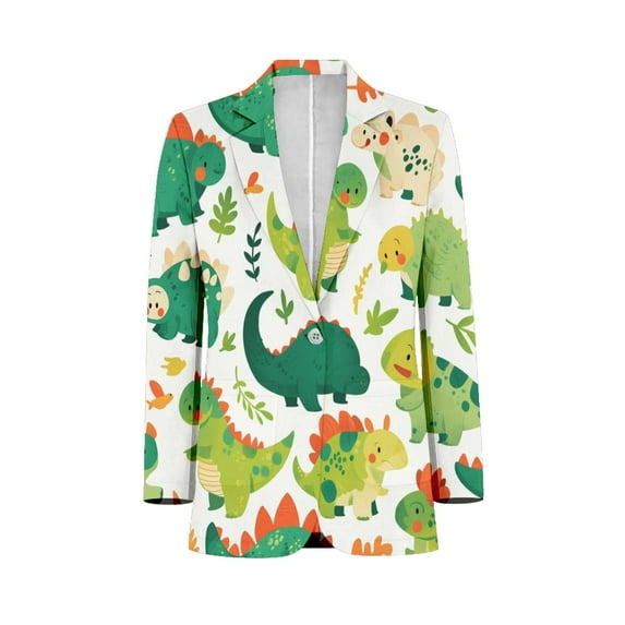 Cute Dinosaurs Green Mens Suits Shawl Collar Slim Fit Suit Mens Groom ...