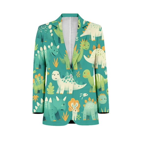 Cute Dinosaurs Green Mens Suits Shawl Collar Slim Fit Suit Mens Groom ...