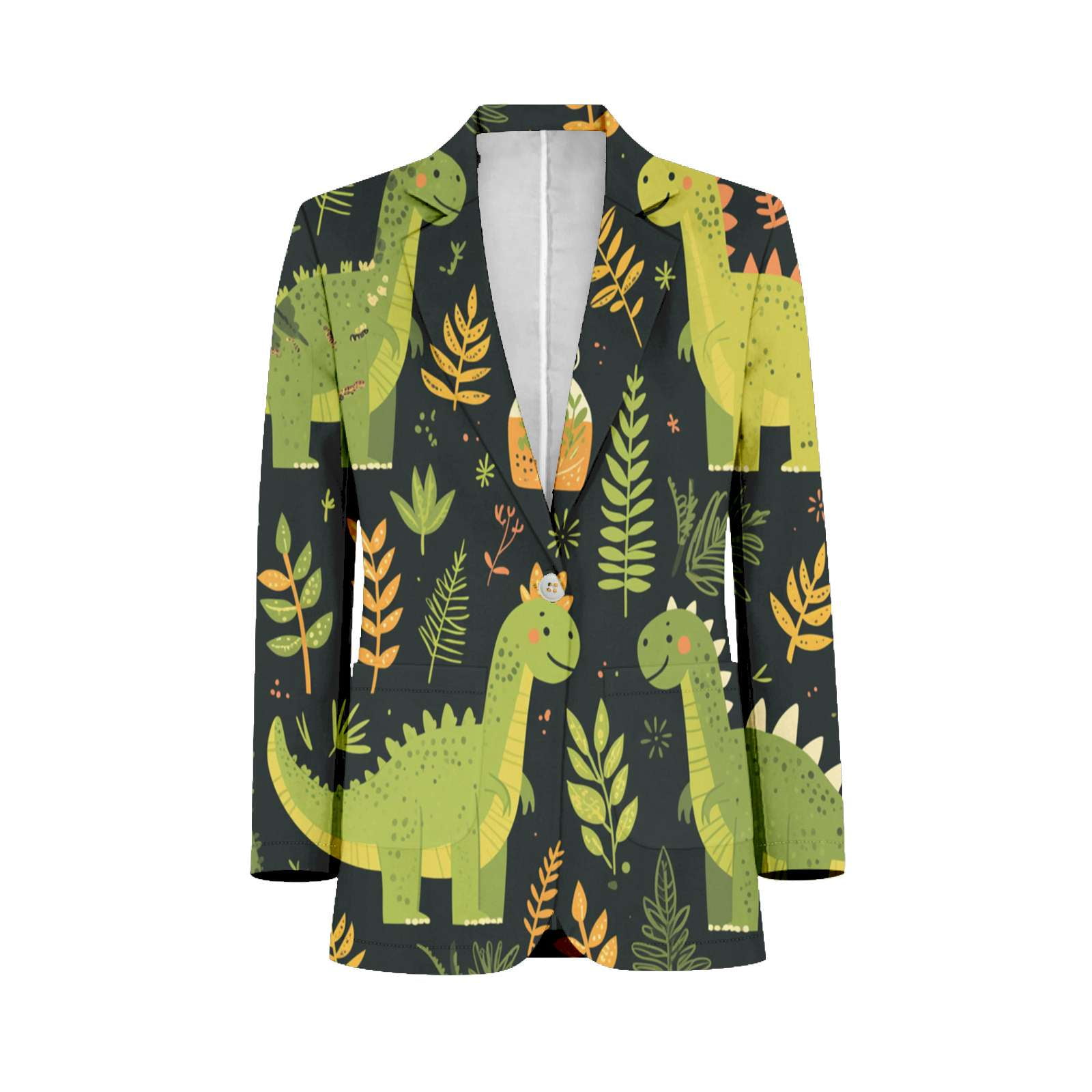 Cute Dinosaurs Green Mens Suits Shawl Collar Slim Fit Suit Mens Groom ...