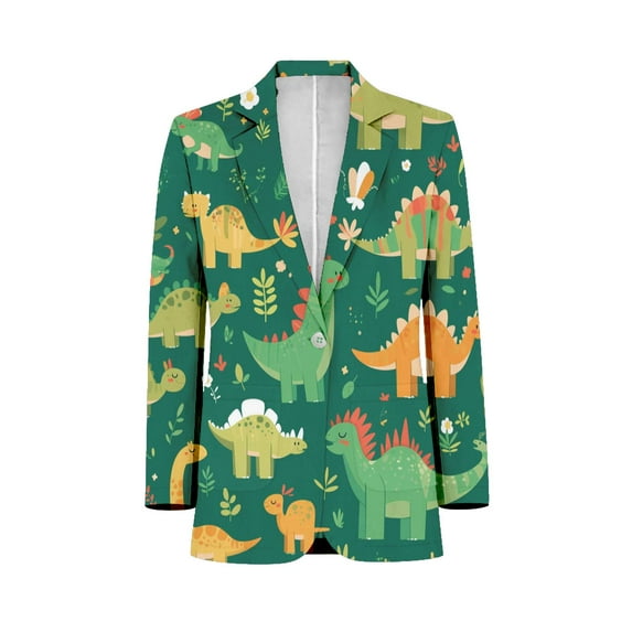 Cute Dinosaurs Green Mens Suits Shawl Collar Slim Fit Suit Mens Groom ...