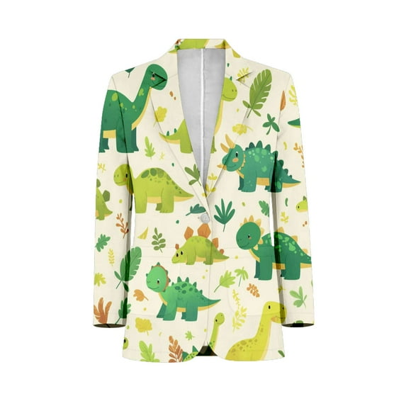 Cute Dinosaurs Green Mens Suits Shawl Collar Slim Fit Suit Mens Groom ...