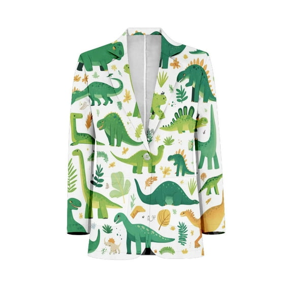Cute Dinosaurs Green Mens Suits Shawl Collar Slim Fit Suit Mens Groom ...