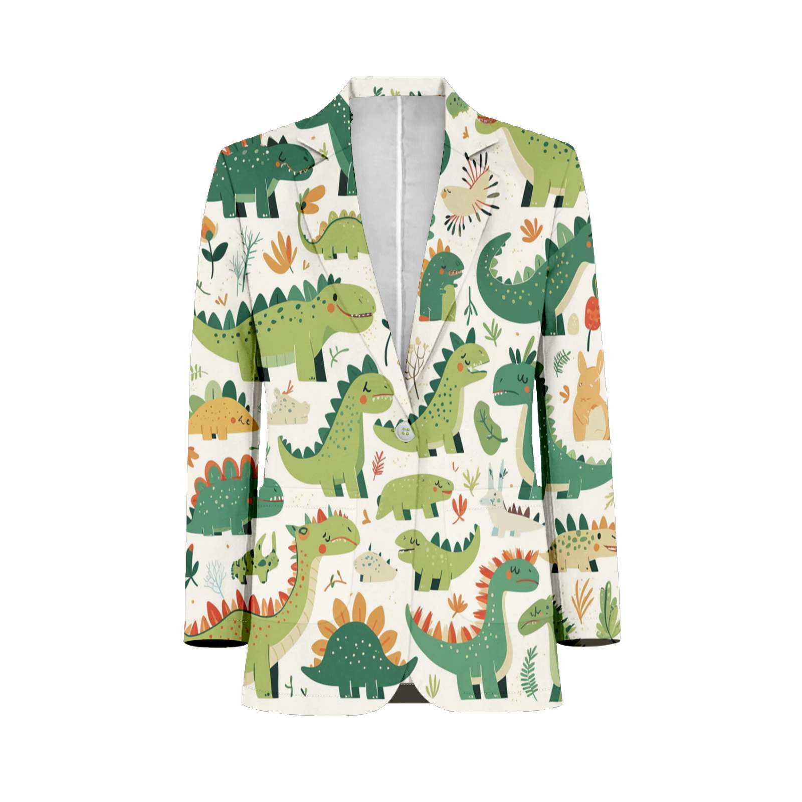 Cute Dinosaurs Green Mens Suits Shawl Collar Slim Fit Suit Mens Groom ...