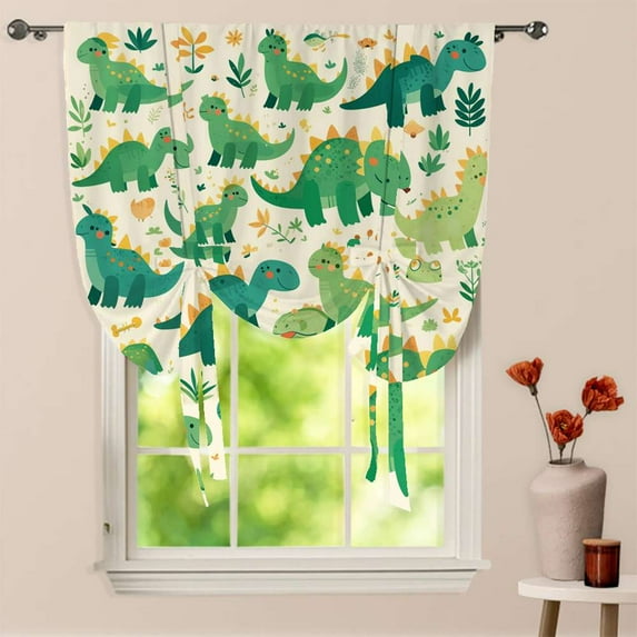 Cute Dinosaurs Green Window Curtain for Living Room Roman Curtain ...