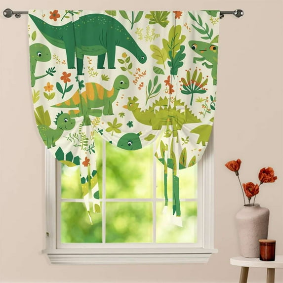 Cute Dinosaurs Green Window Curtain for Living Room Roman Curtain ...