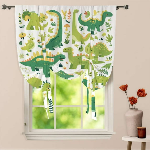 Cute Dinosaurs Green Window Curtain for Living Room Roman Curtain ...