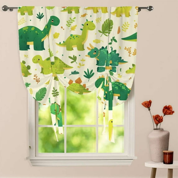 Cute Dinosaurs Green Window Curtain for Living Room Roman Curtain ...
