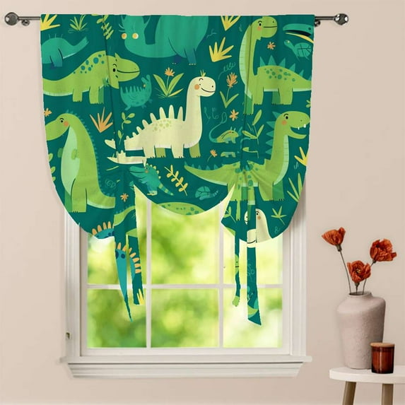 Cute Dinosaurs Green Window Curtain for Living Room Roman Curtain ...