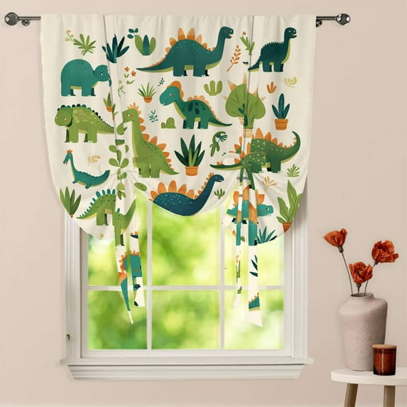 Cute Dinosaurs Green Window Curtain for Living Room Roman Curtain ...
