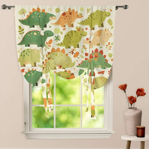 Cute Dinosaurs Green Window Curtain for Living Room Roman Curtain ...