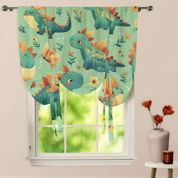 Cute Dinosaurs Green Window Curtain for Living Room Roman Curtain ...