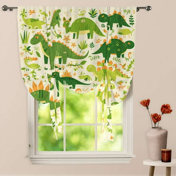 Cute Dinosaurs Green Window Curtain for Living Room Roman Curtain ...