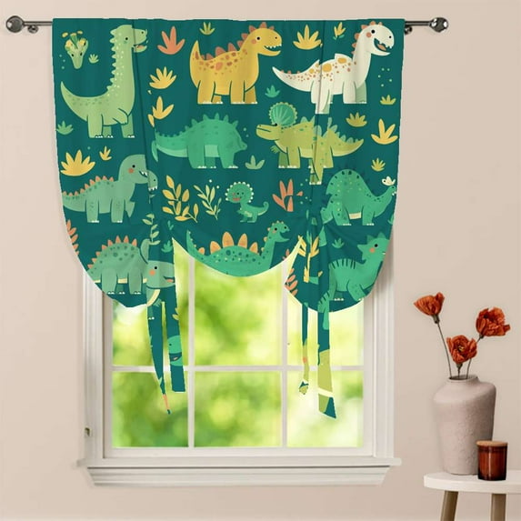 Cute Dinosaurs Green Window Curtain for Living Room Roman Curtain ...