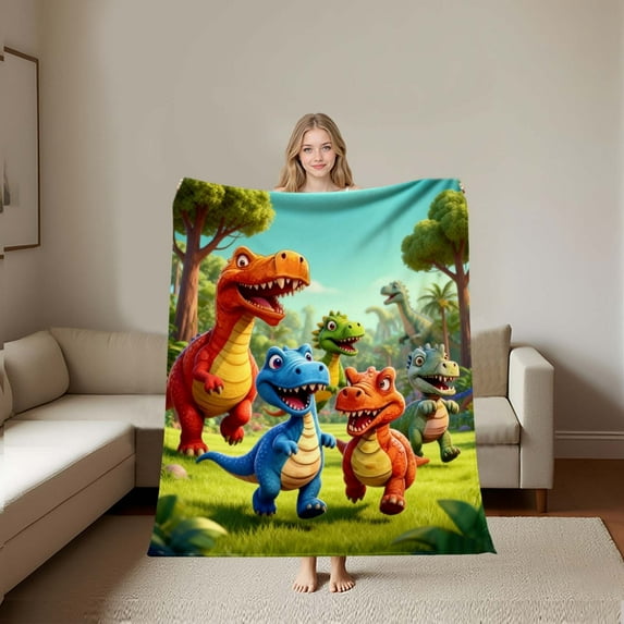 Cute Dinosaurs HD Digital Print Flannel Blanket,3d Dinosaur Blanket,60 ...