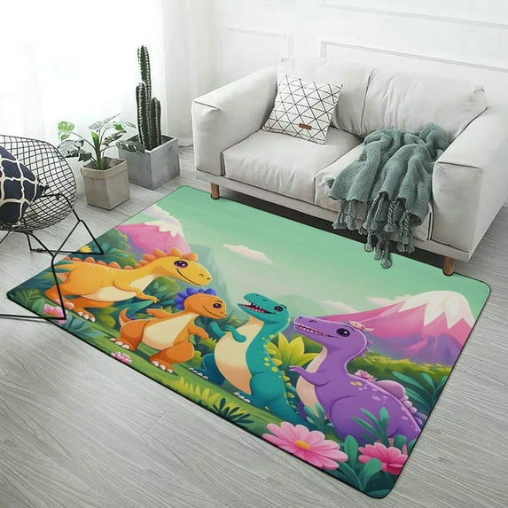 Cute Dinosaurs in Nature-1 Carpet Style Living Room Bedroom Soft Comfy ...