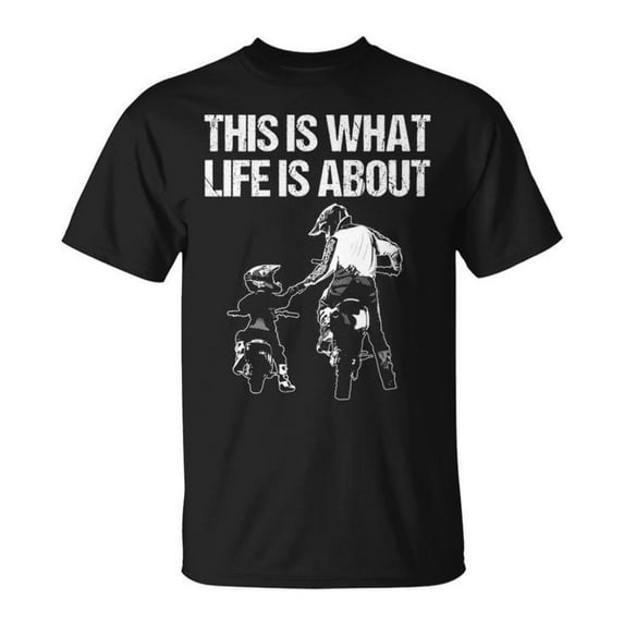 Cute Dirt Bike Art Graphic Tee Unisex Adult Cotton Motorcycle Lover Design T-Shirt for Fathers ...
