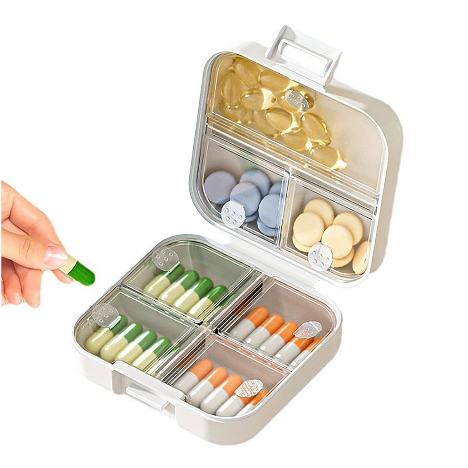 Cute Dispenser with 7 Large Compartments Portable Bottle Organizer with ...