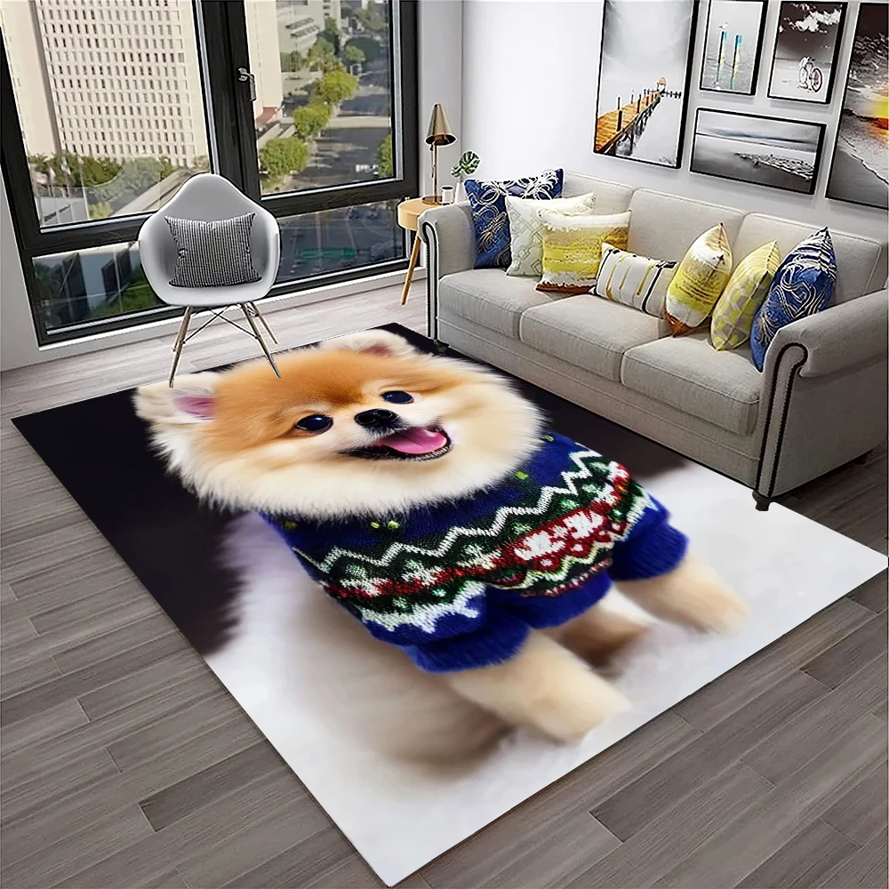 Cute Dog Animal Chihuahua Koki Pomeranian Husky Cartoon Carpet Rug for Home Living Room Bedroom ...