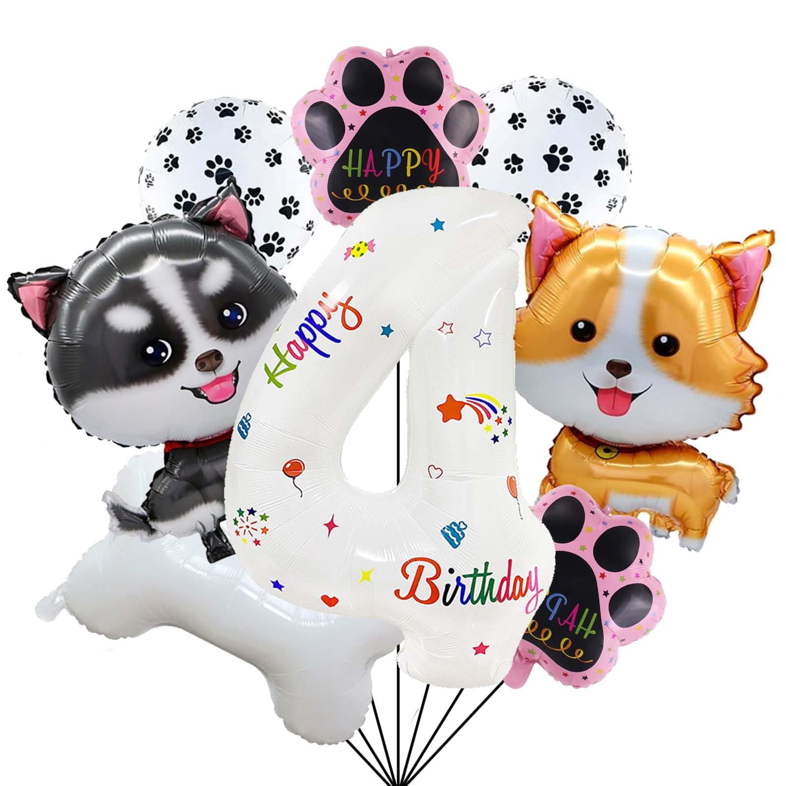 Cute Dog Balloons, 4 MMF7 Balloon Number Puppy Balloon Dogs Birthday ...