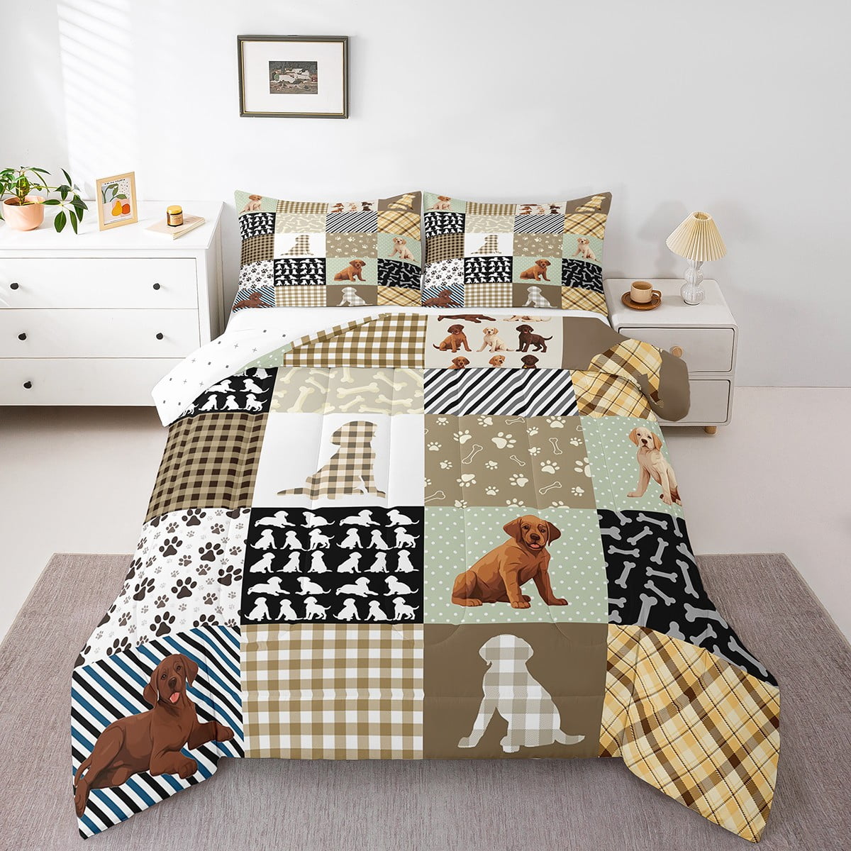 Cute Dog Bedding Queen,Golden Retriever Comforter Set Gifts for Dog ...