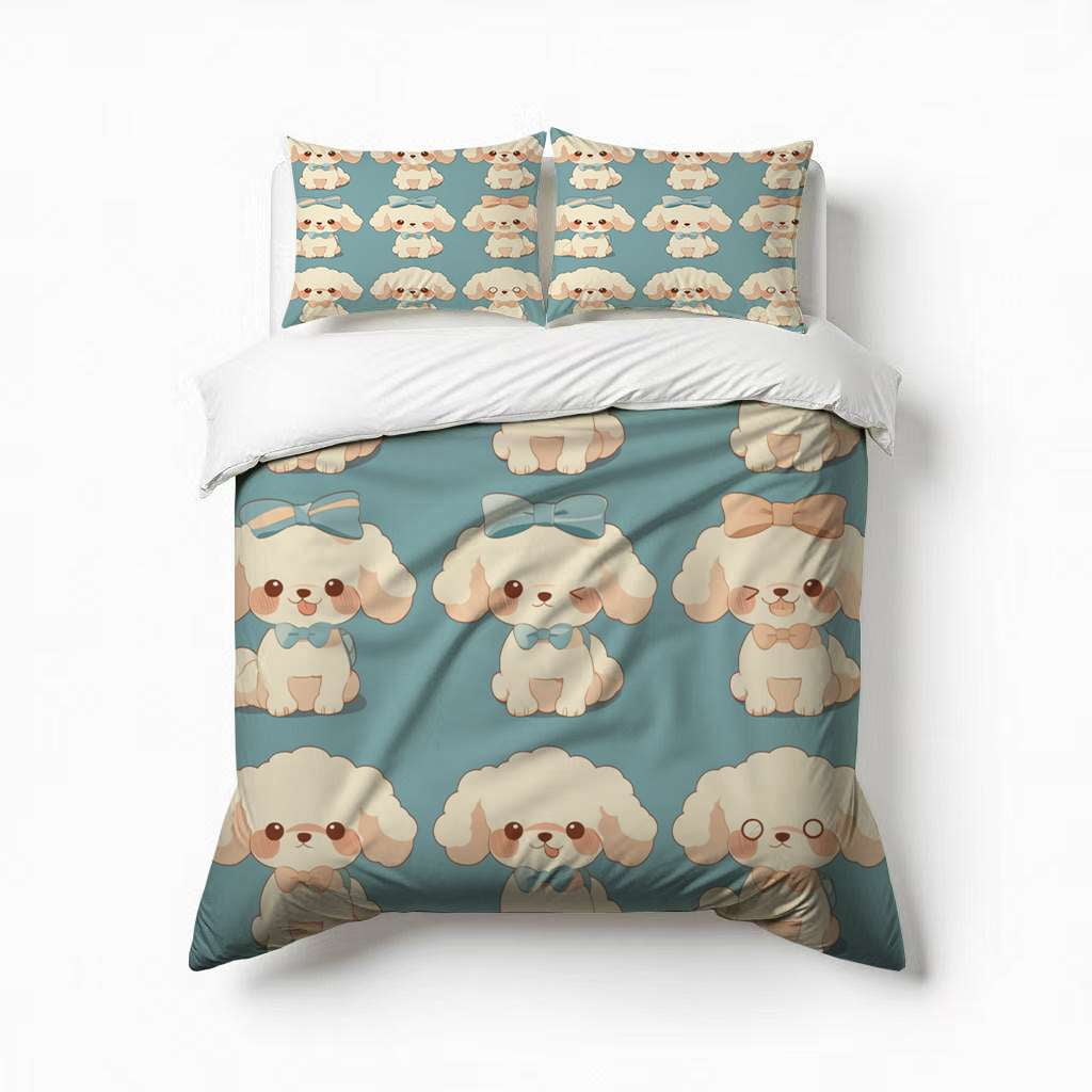 Cute Dog Bedding Set 3 Pcs Soft Microfiber Quilt Cover For Bedroom ...