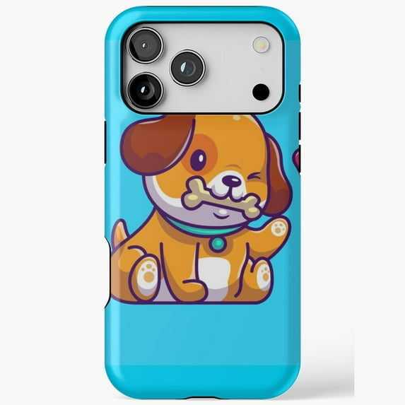Cute Dog Biting Bone Phone Case for iPhone 11 through 17 Pro Max ...