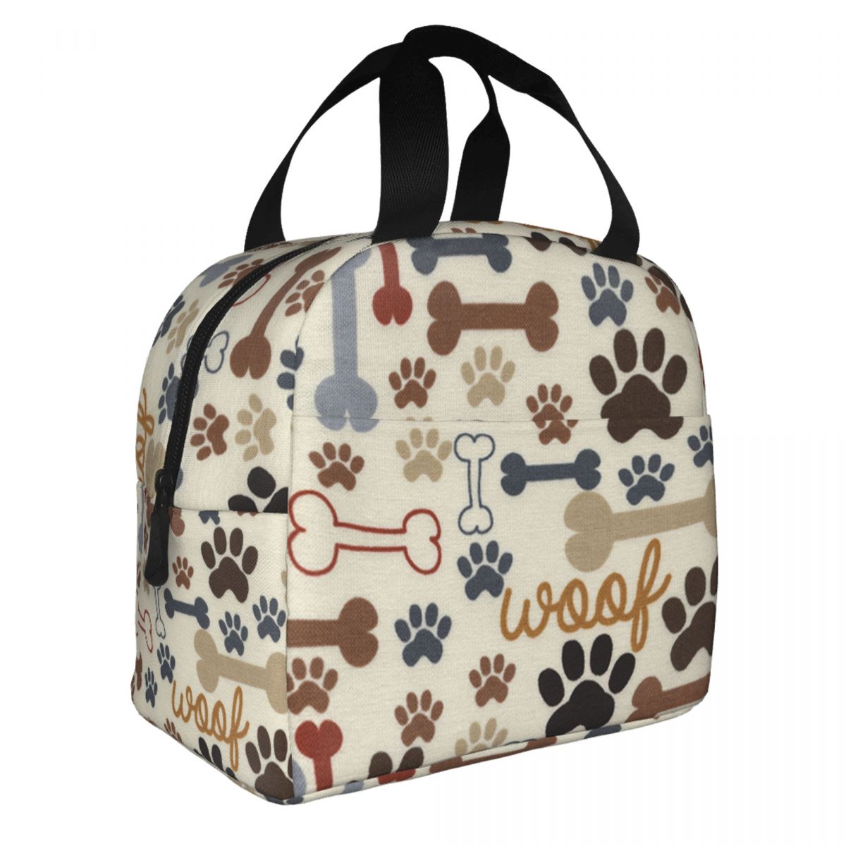 Cute Dog Bs And Paw Print Lunch Bag Thermal Cooler Insulated Lunch Box ...