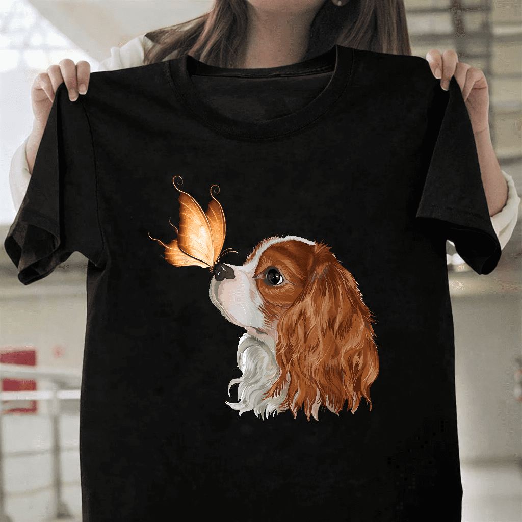 Cute Dog & Butterfly T-Shirt Adorable Pet Lover Gift, up to size 3XL ...