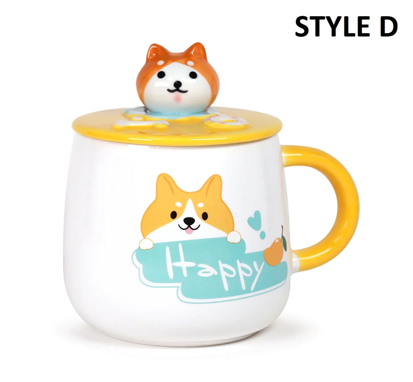 Cute Dog Ceramic Mug with Spoon and Lid - Walmart.com