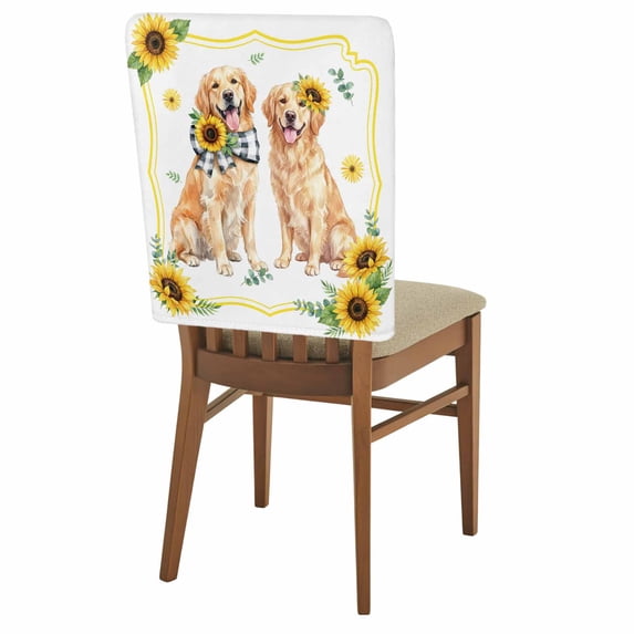 Cute Dog Chair Covers Set of 2 Yellow Sunflower Daisy Field Animal ...