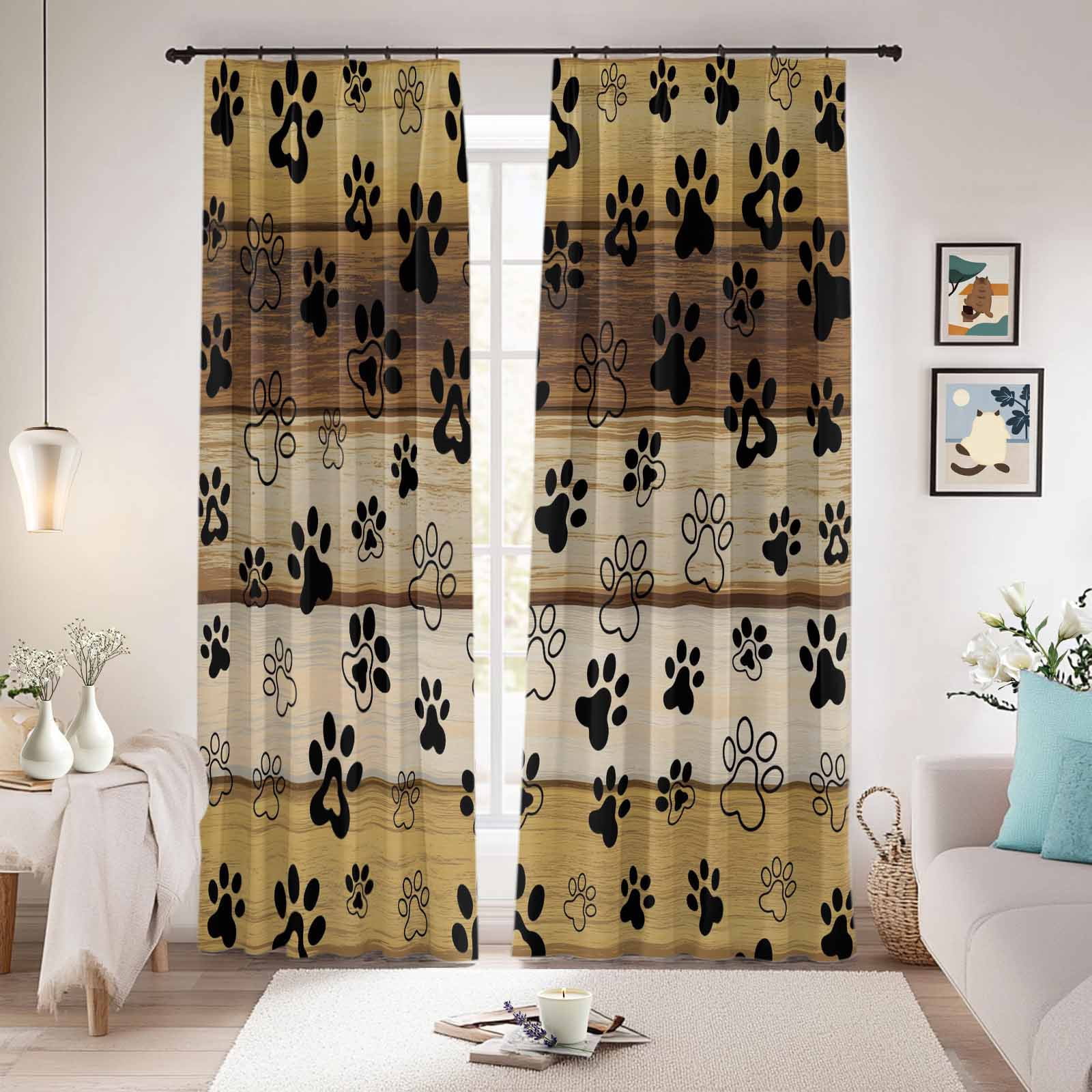 Cute Dog Claws Blackout Curtains for Bedroom/Living Room, Pinch Pleated ...